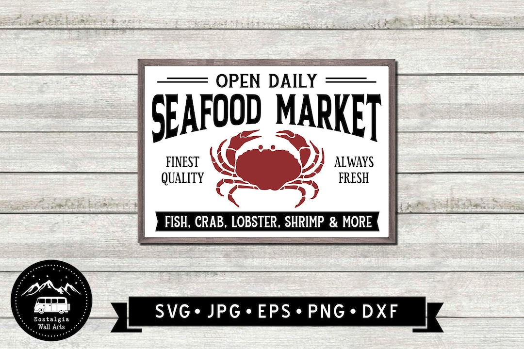 Seafood Market Sign SVG Vintage Restaurant Sign SVG Fish - Etsy