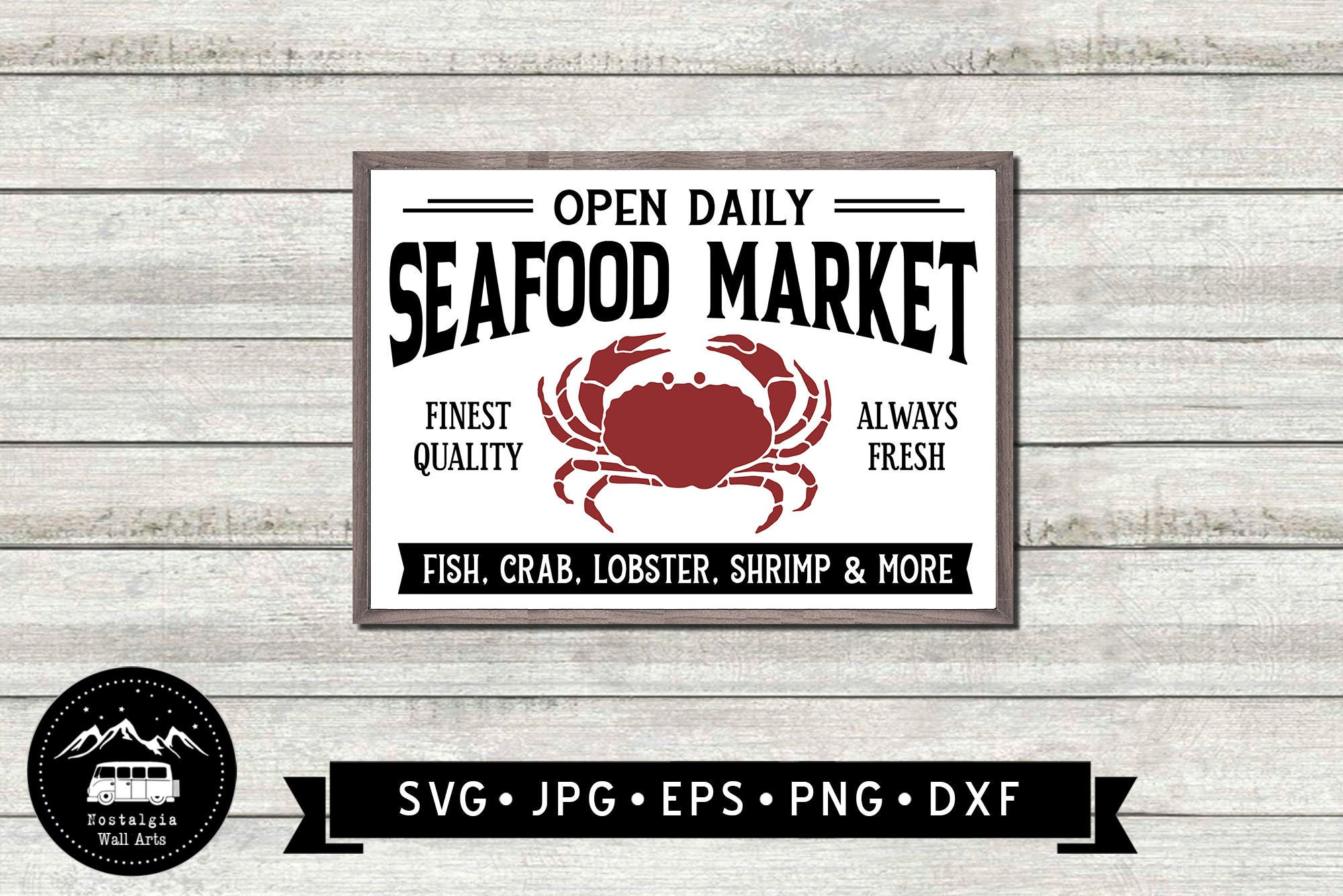 Seafood Market Sign SVG, Vintage Restaurant Sign SVG, Fish Market DIY ...
