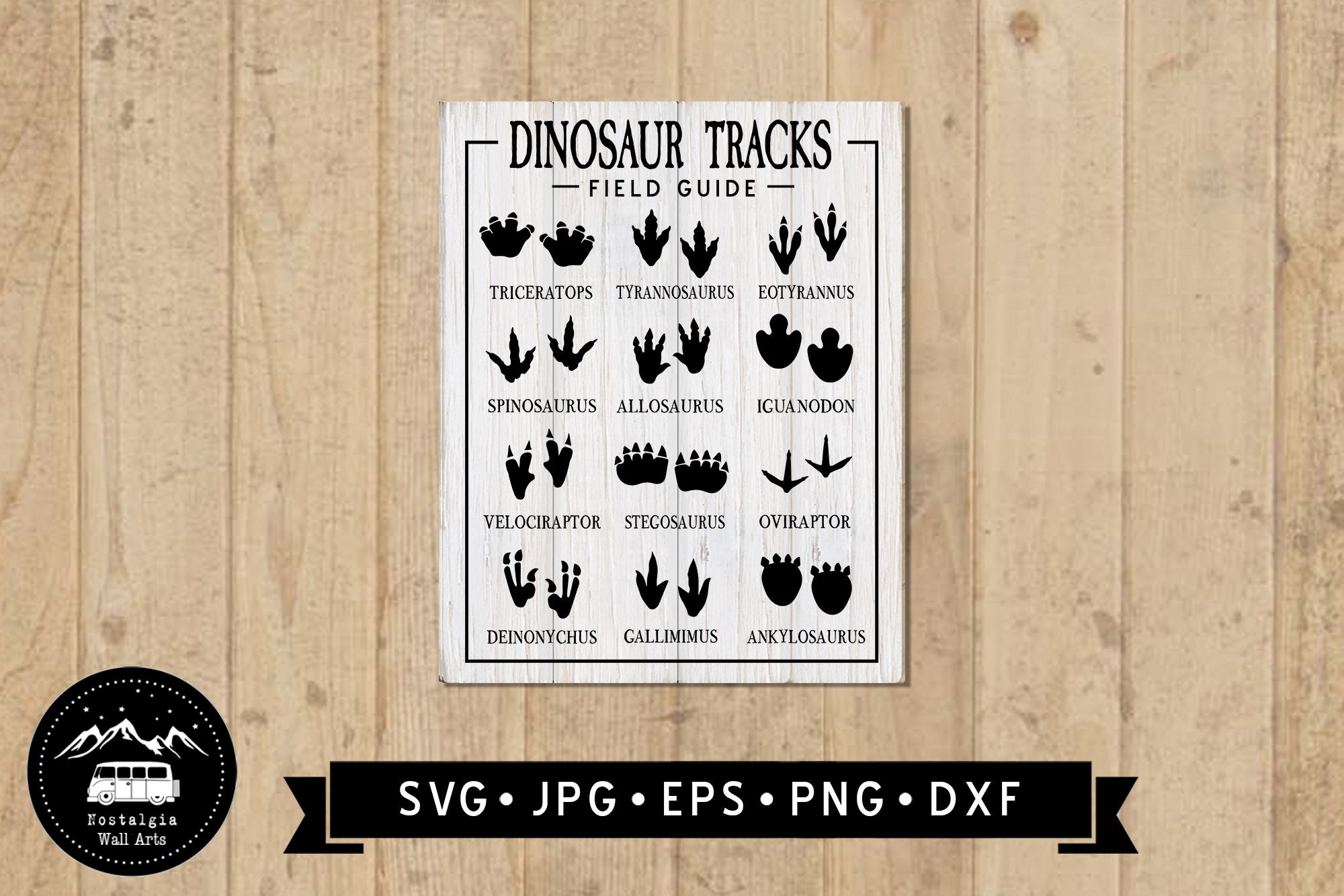 Dinosaur Tracks Field Guide Sign SVG Nursery Decor Kids - Etsy Australia