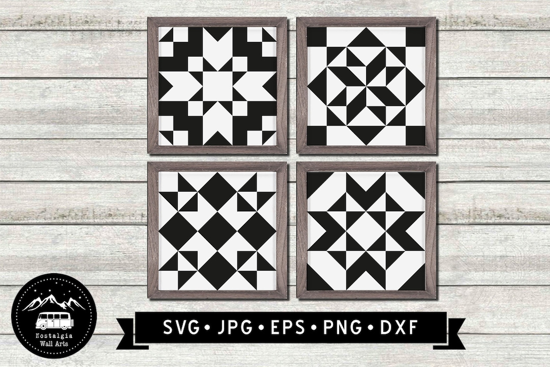 Quilt Block Bundle (4 Designs), Barn Quilt Svg, Quilt Pattern ...