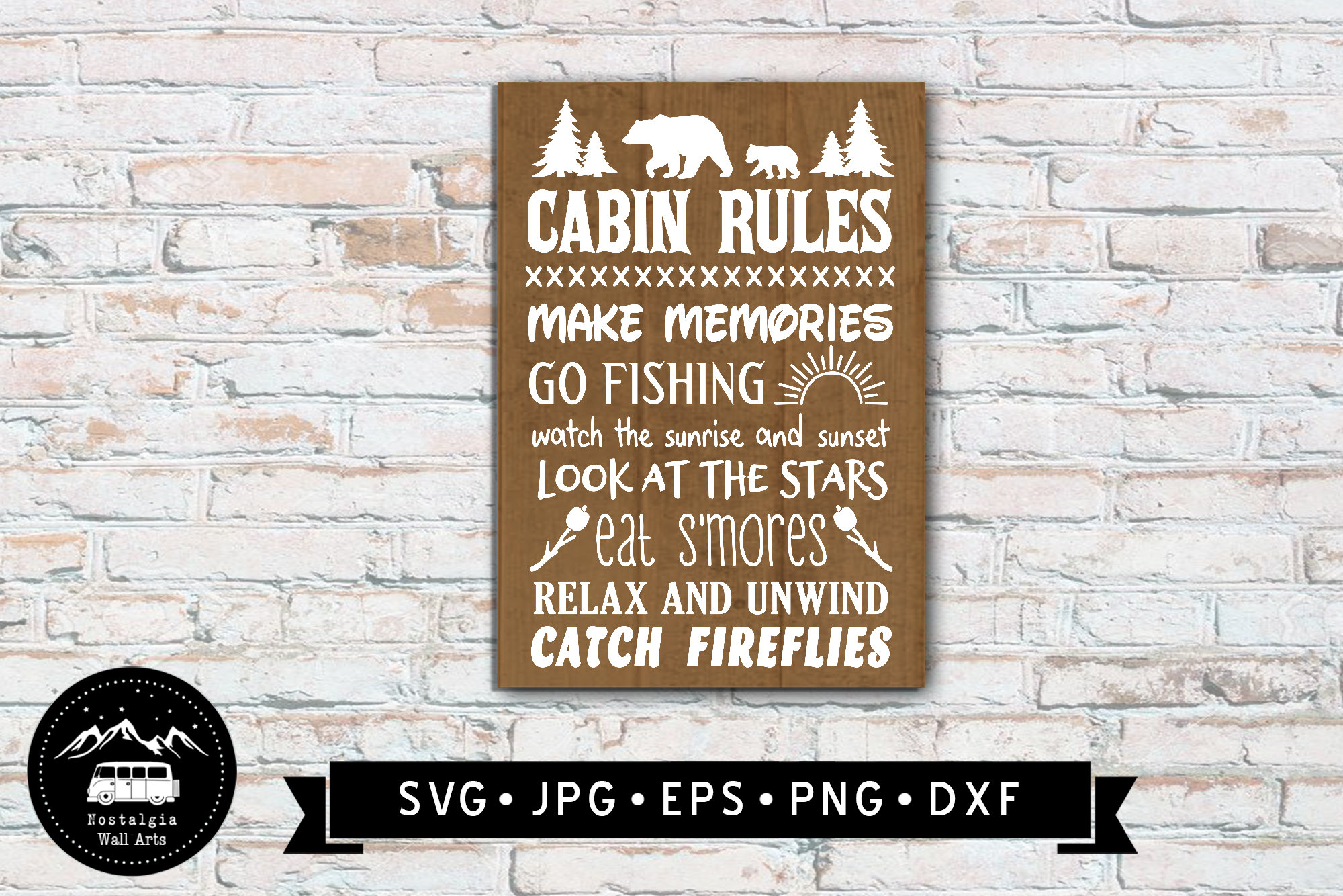 Cabin Rules Sign SVG Bear Silhouette Vintage Cabin Wall - Etsy Canada