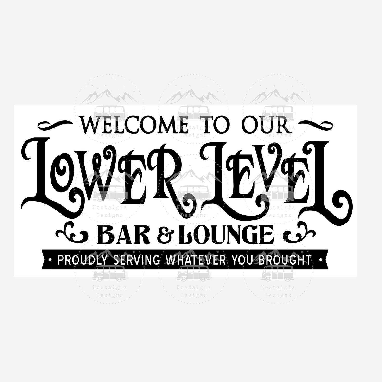 Lower Level Bar and Lounge Sign Svg, Basement Sign DIY, Vintage Bar ...