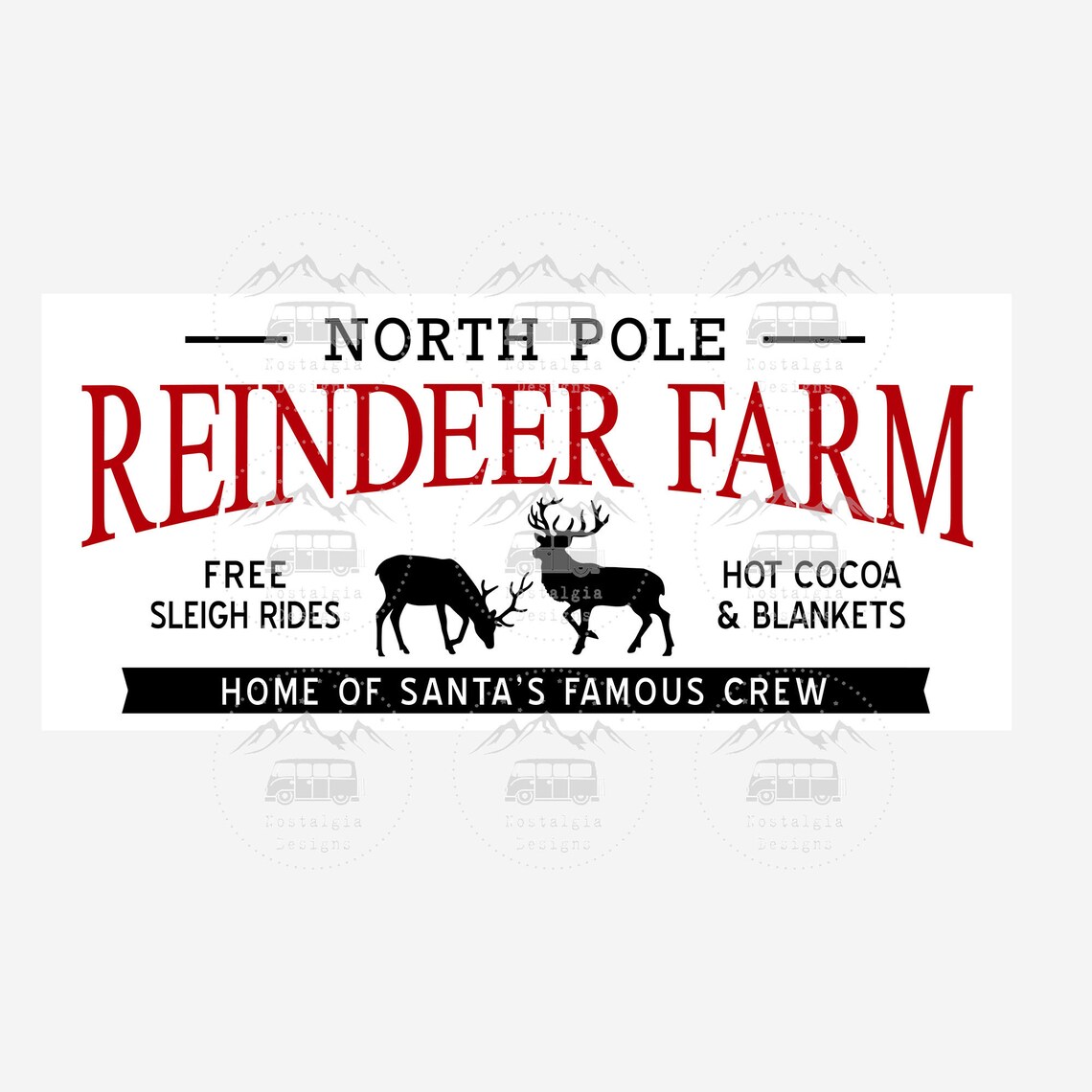 North Pole Reindeer Farm Sign SVG, Vintage Farmhouse Christmas Sign ...