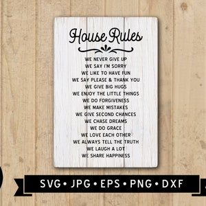 House Rules Sign SVG, We Never Give up Sign, House Warming Gift, House ...