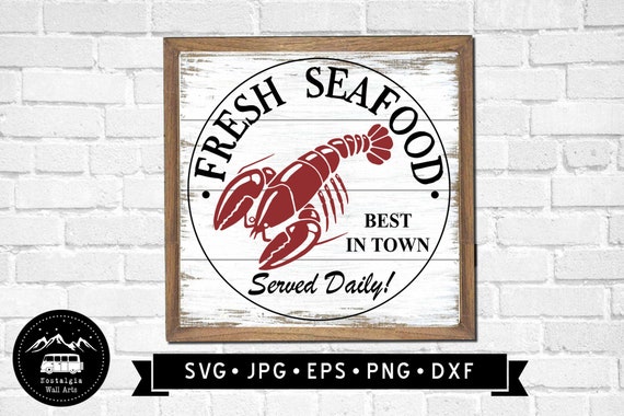 Fresh Seafood SVG Seafood Wall Art Svg Vintage Lobster Sign | Etsy