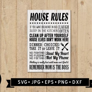 Funny House Rules Sign SVG, House Warming Gift, Funny Wall Decor ...
