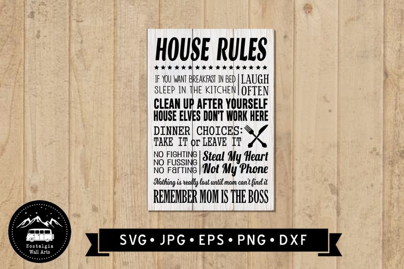 Funny House Rules Sign SVG House Warming Gift Funny Wall - Etsy