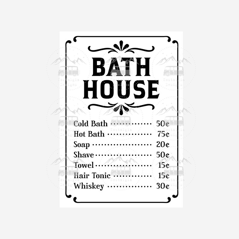 Vintage Bath House Sign SVG Bath House Menu SVG Funny - Etsy