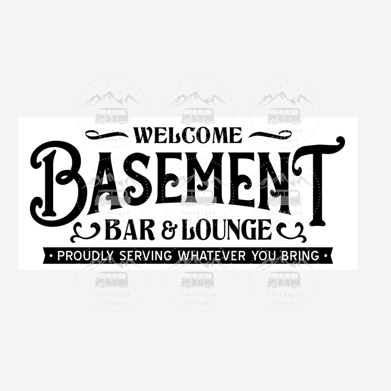 Basement Bar and Lounge Sign Svg, Basement Sign DIY, Vintage Bar Sign ...