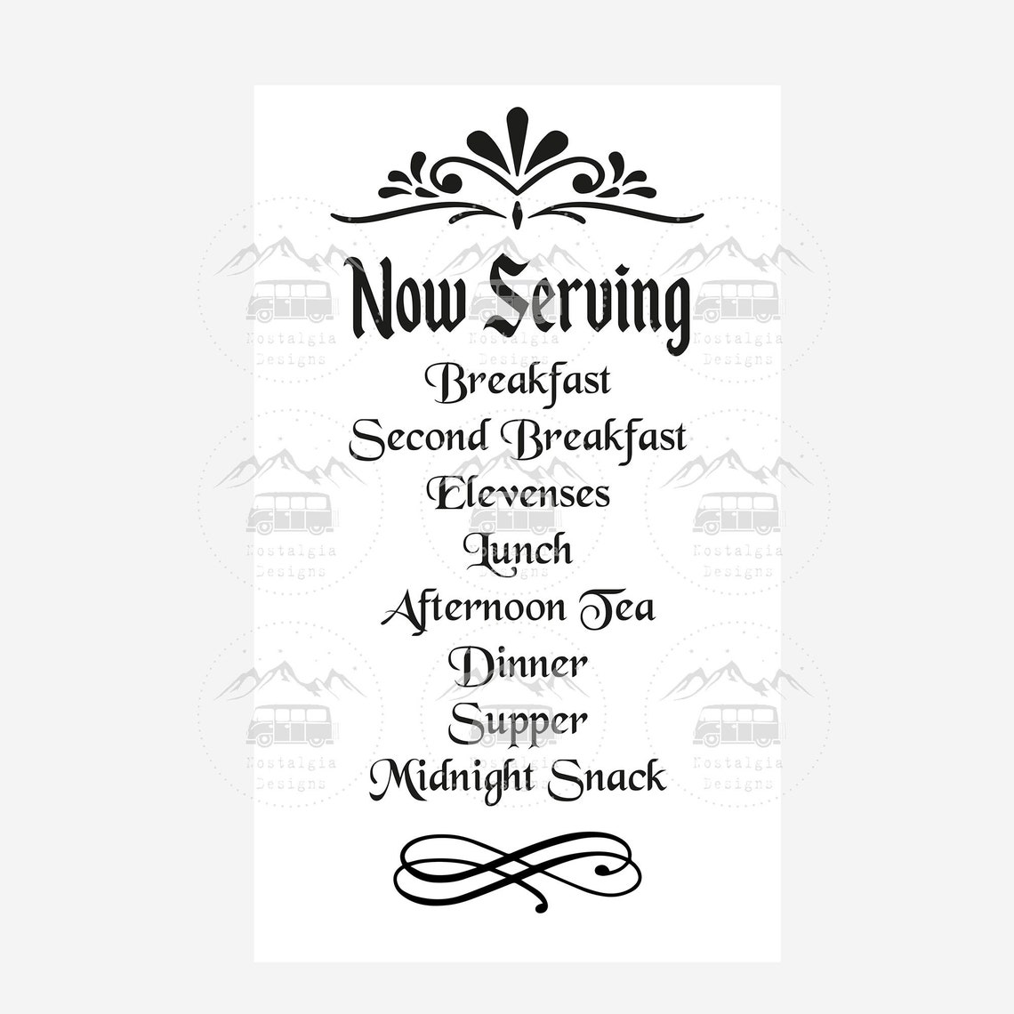 The Hobbit Now Serving Sign SVG, Funny Menu Sign SVG, Second Breakfast ...