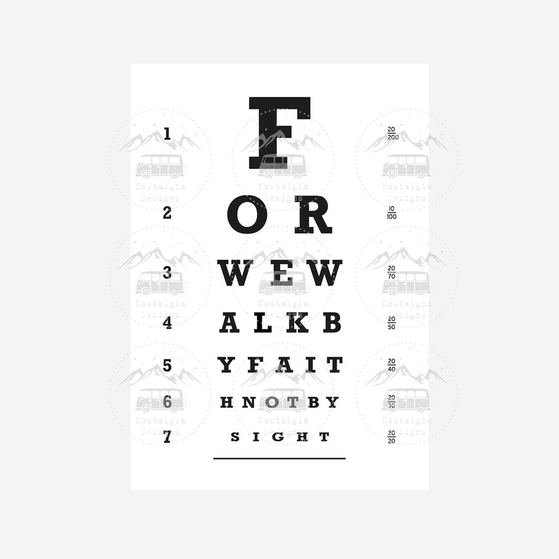 Eye Chart SVG, Vision Test, Walk by Faith Not By verschluss Wandkunst ...