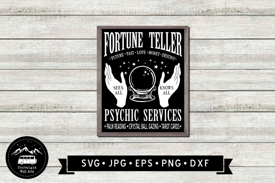 Fortune Teller Sign SVG, Psychic Services SVG, Vintage Halloween Sign ...