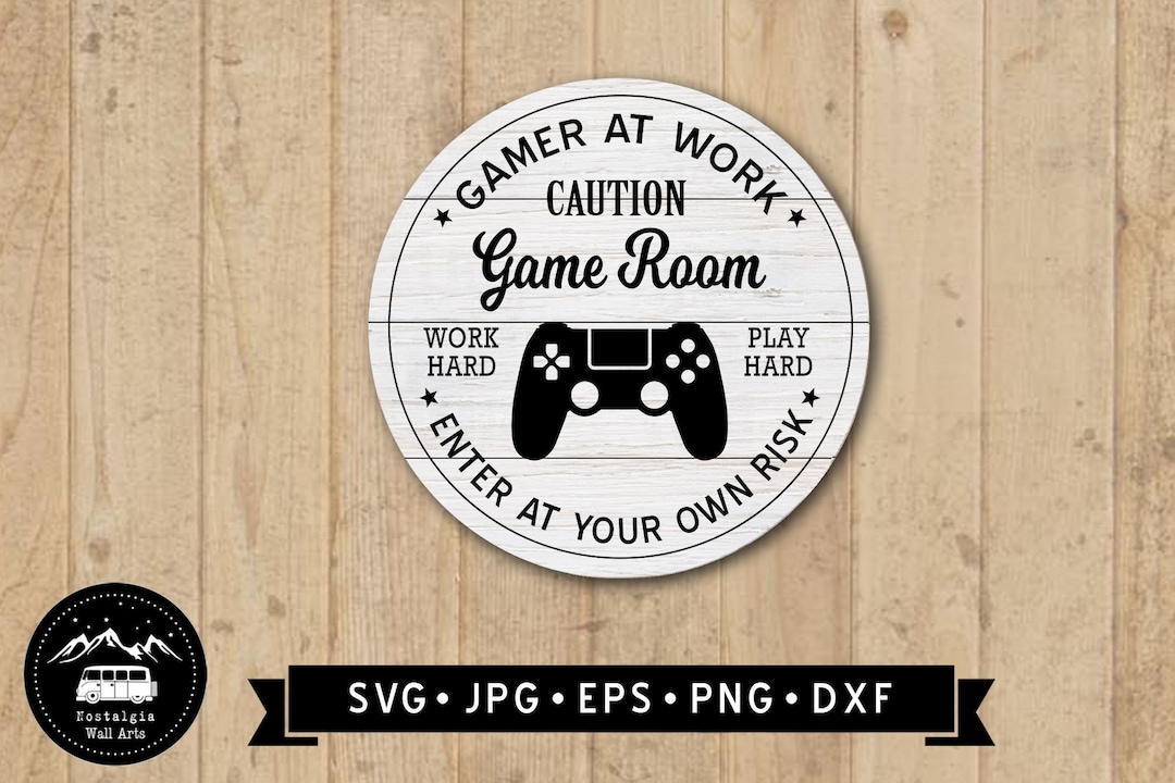 Game Room SVG, Work Hard, Play Harder, Game Room Wall Decor, Gamer Gift ...
