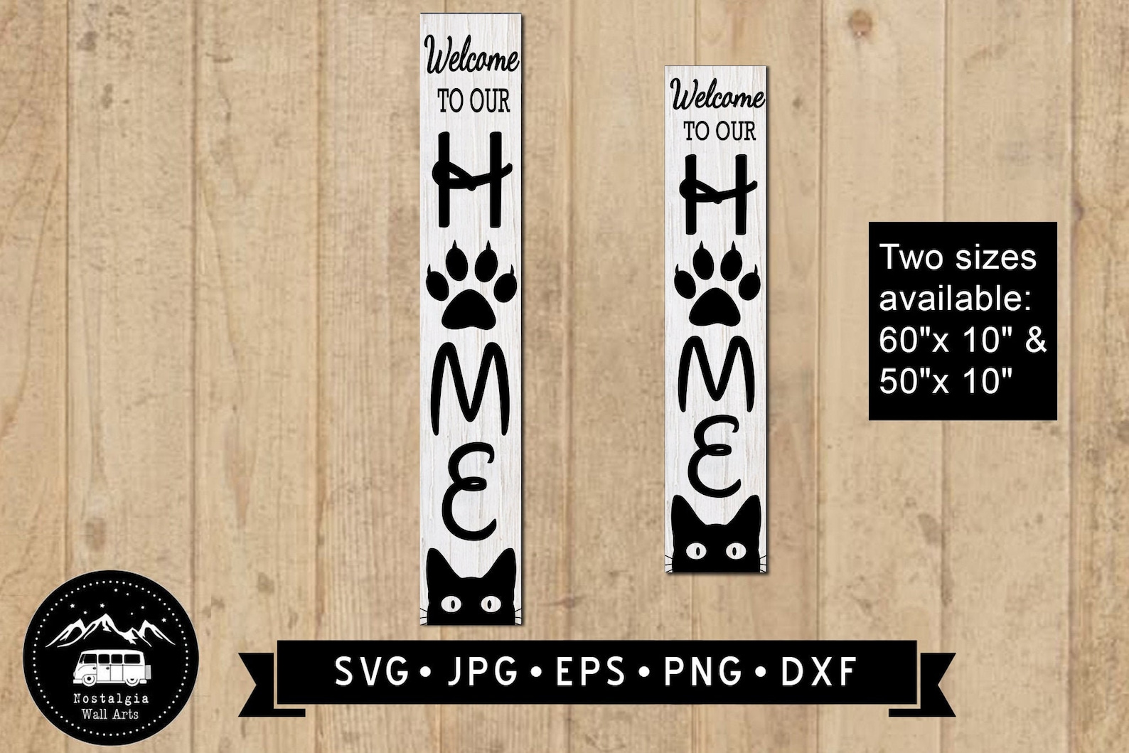 Welcome to Our Home Cat Sign SVG, Cat Paw Wall Sign SVG, Vintage ...
