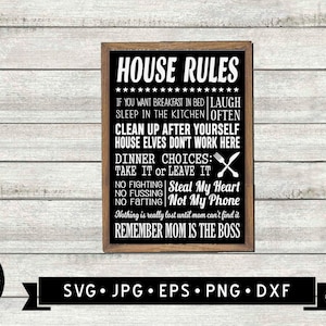 Funny House Rules Sign SVG, House Warming Gift, Funny Wall Decor ...
