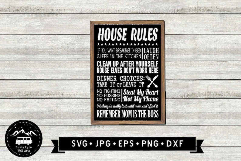 Funny House Rules Sign SVG House Warming Gift Funny Wall - Etsy