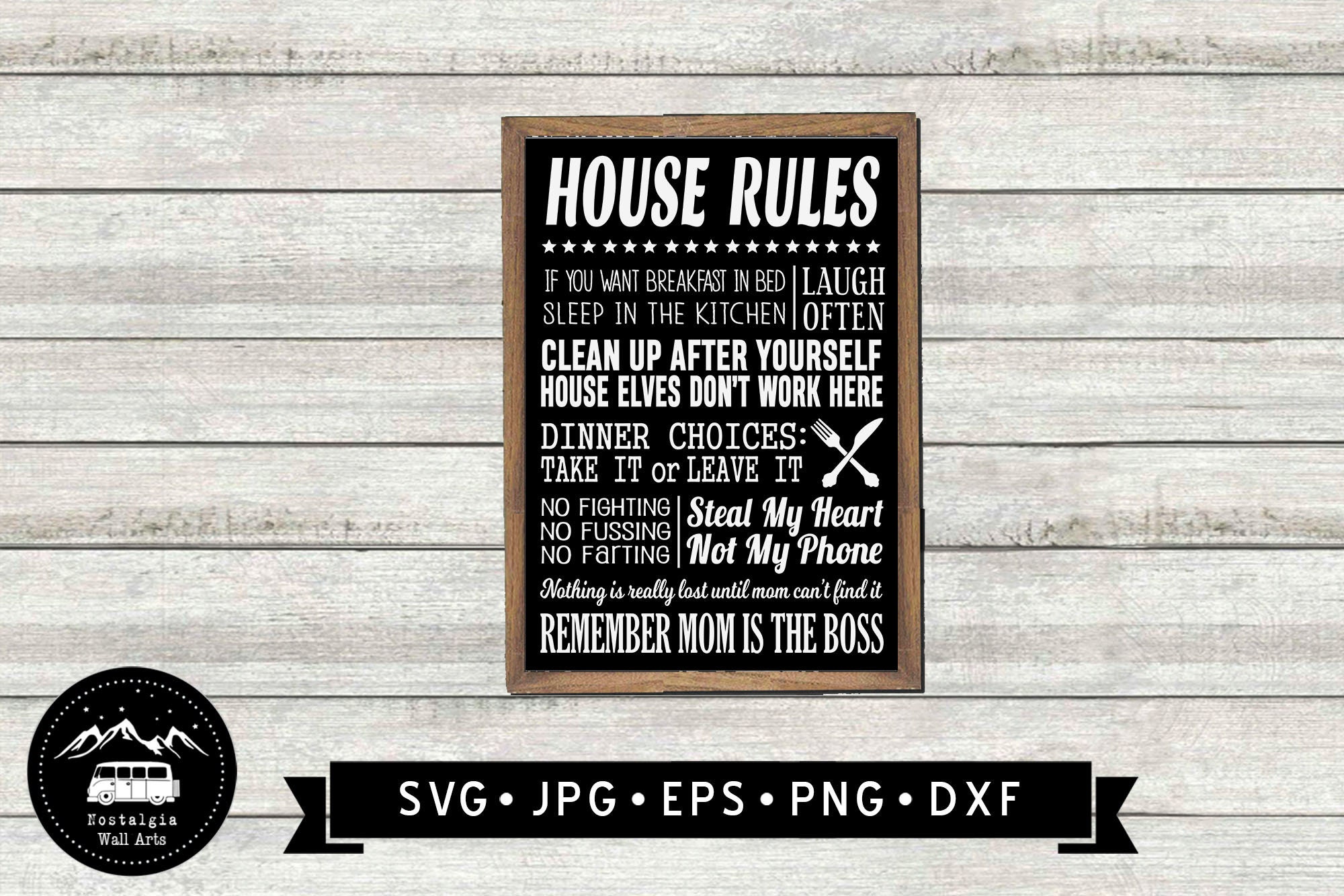 Funny House Rules Sign SVG, House Warming Gift, Funny Wall Decor ...