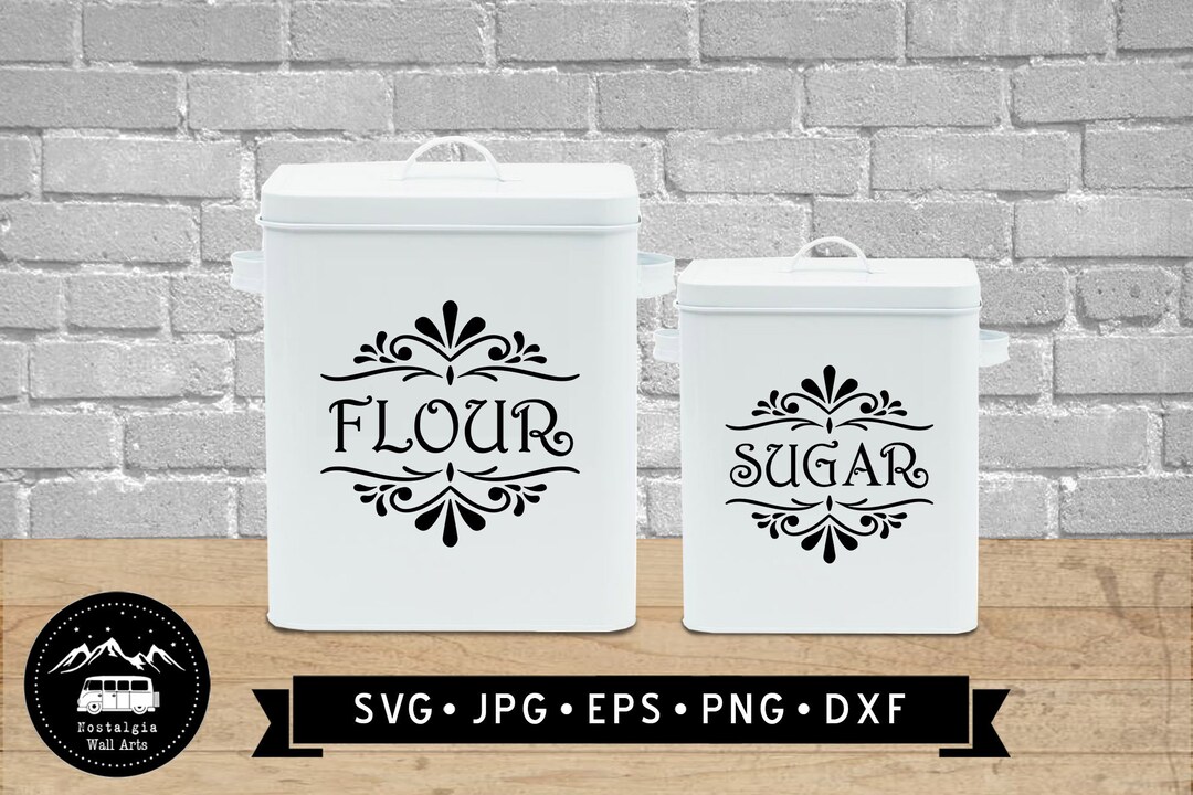 Coffee, Tea, Flour, Sugar SVG for Canisters, Vintage Farmhouse SVG ...