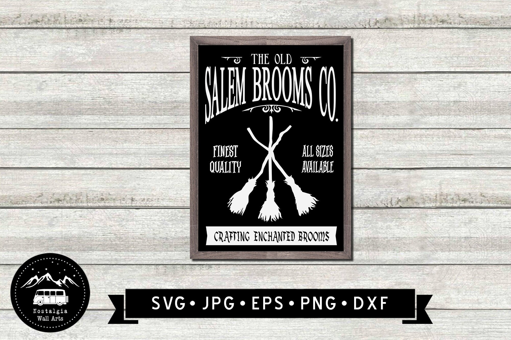 The Old Salem Brooms Co SVG, Crafting Enchanted Brooms Sign, Halloween ...