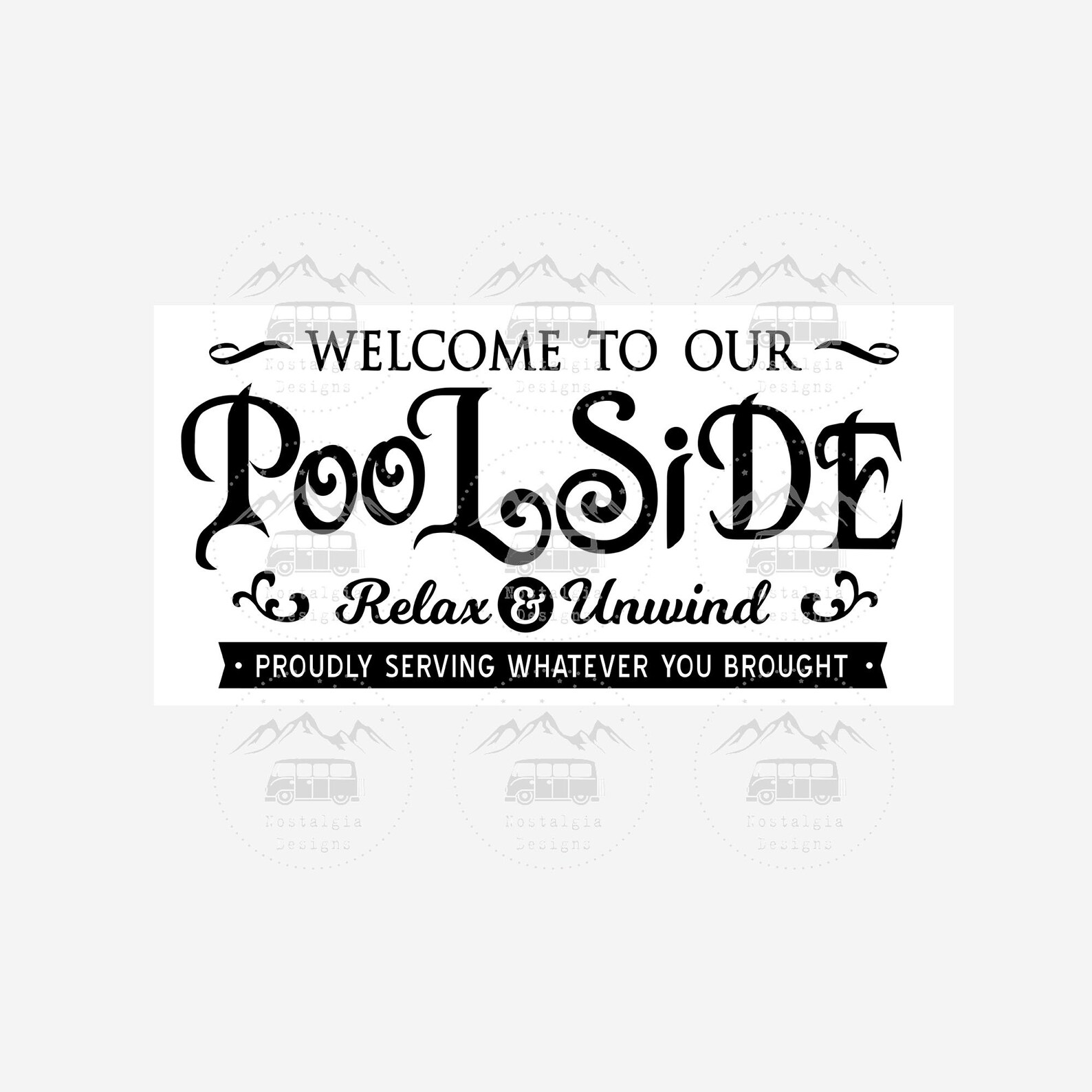 Welcome to Our Poolside Sign SVG Vintage Patio Sign - Etsy