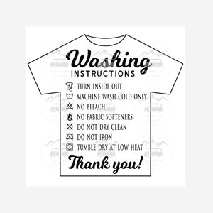 Washing Instructions SVG (2 Designs), Resizable T-shirt Care Cards SVG ...