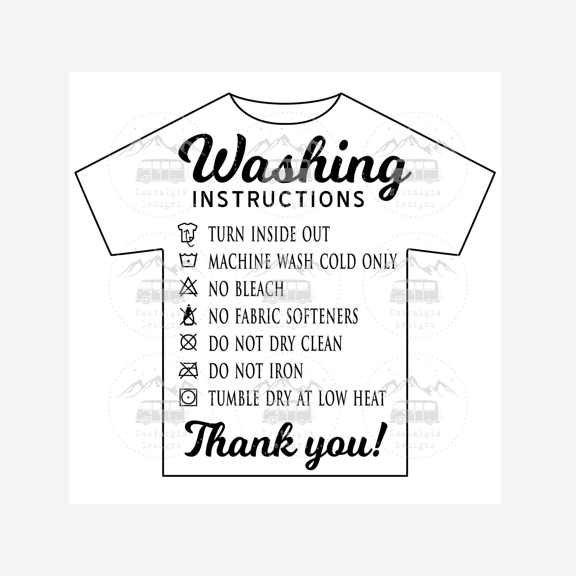 Washing Instructions SVG (2 Designs), Resizable T-shirt Care Cards SVG ...