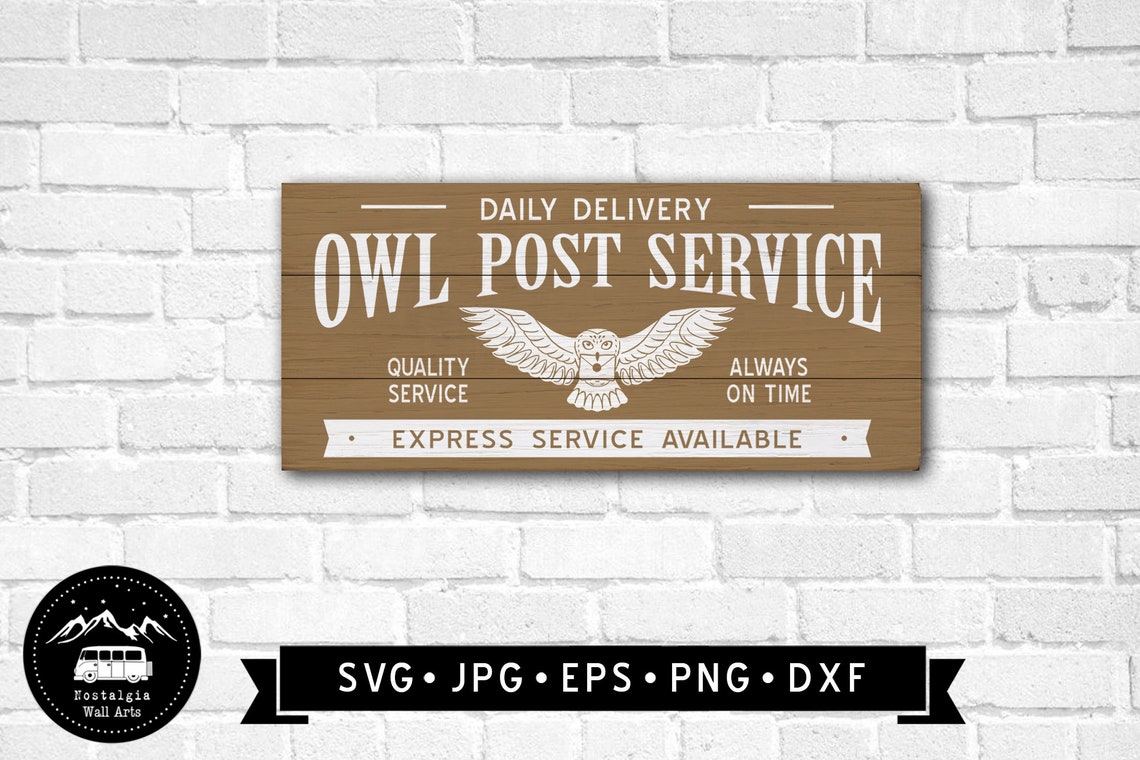 Owl Post Service Sign SVG Halloween Wall Sign Rustic | Etsy