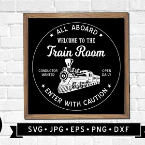 Train Room Sign SVG, Round Train Sign Printable, Game Room Sign DIY ...