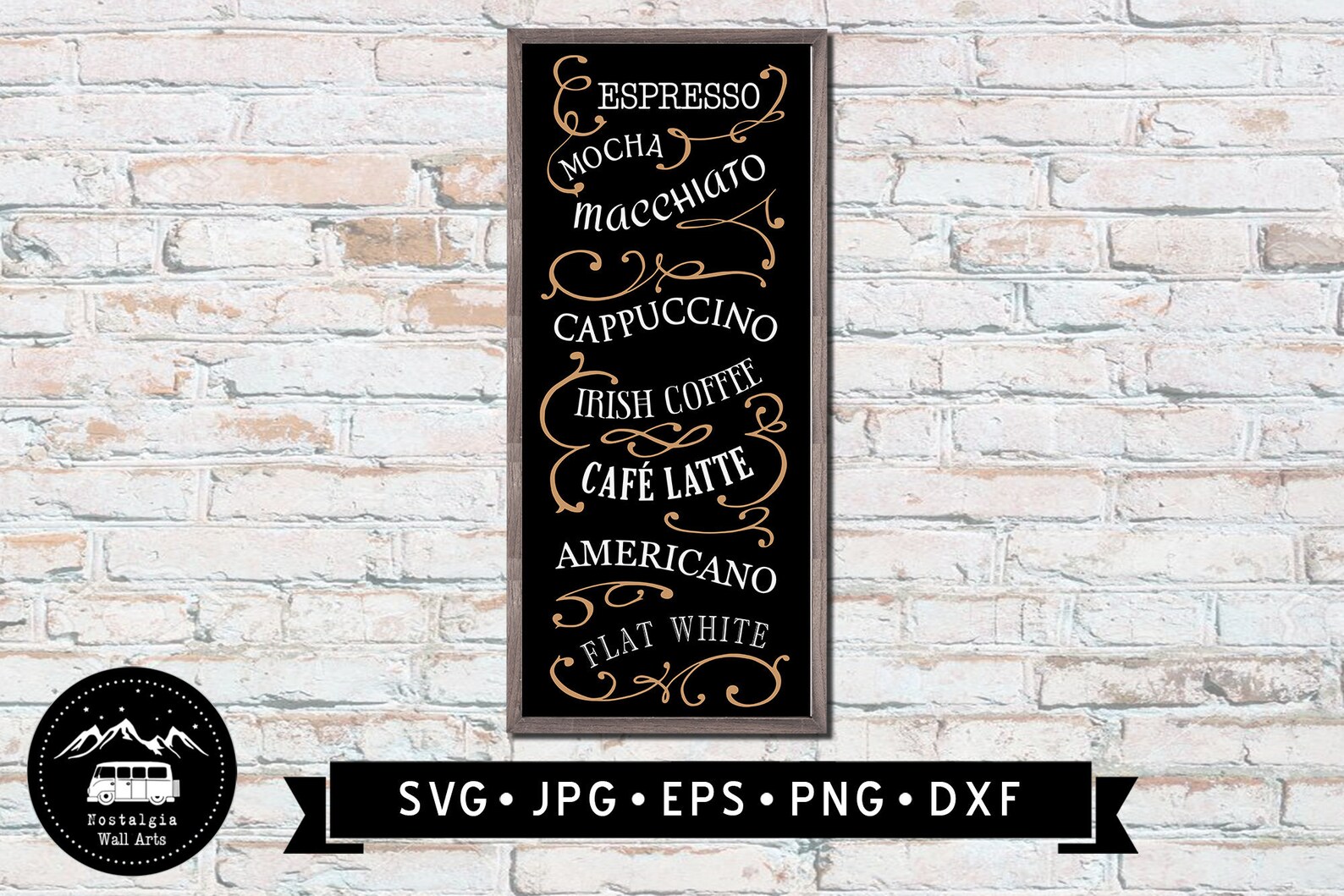 Coffee Name Wall Sign SVG Coffee Art Svg Vintage Coffee | Etsy