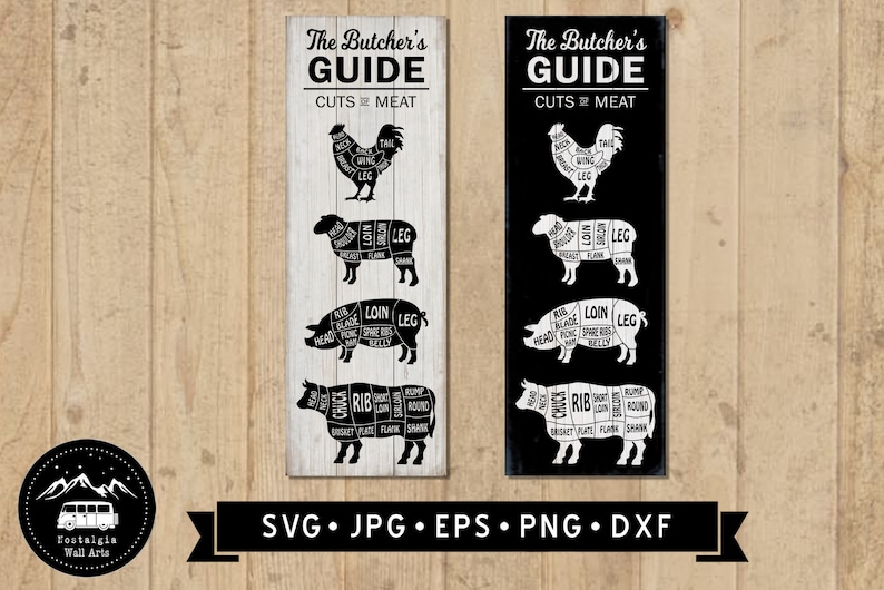 Butcher's Guide SVG, Cuts of Meat Chart Sign SVG, Farmhouse Kitchen ...