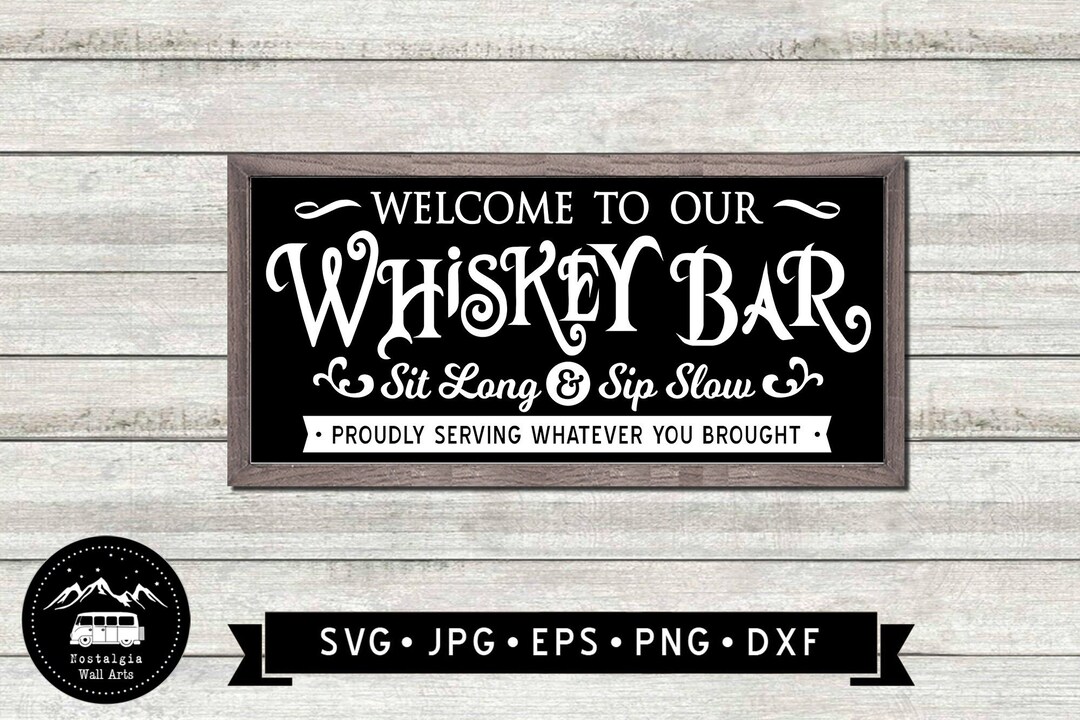 Whiskey Bar Sign Svg, Basement Sign DIY, Vintage Bar Sign SVG, Bar Sign ...