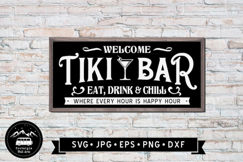 Letrero de bar tiki SVG, para comer, beber y relajarse, letrero de bar ...