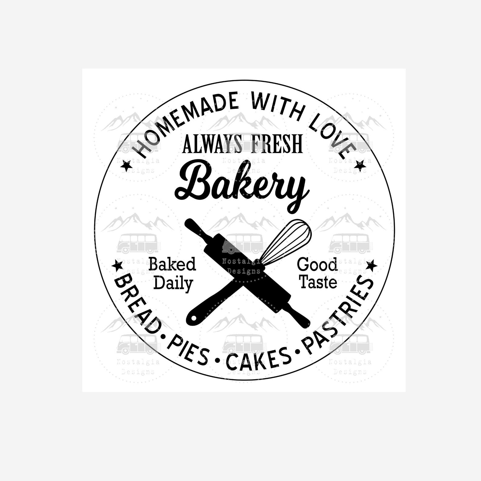 Always Fresh Bakery Sign SVG Round Bakery Sign SVG Farmhouse - Etsy