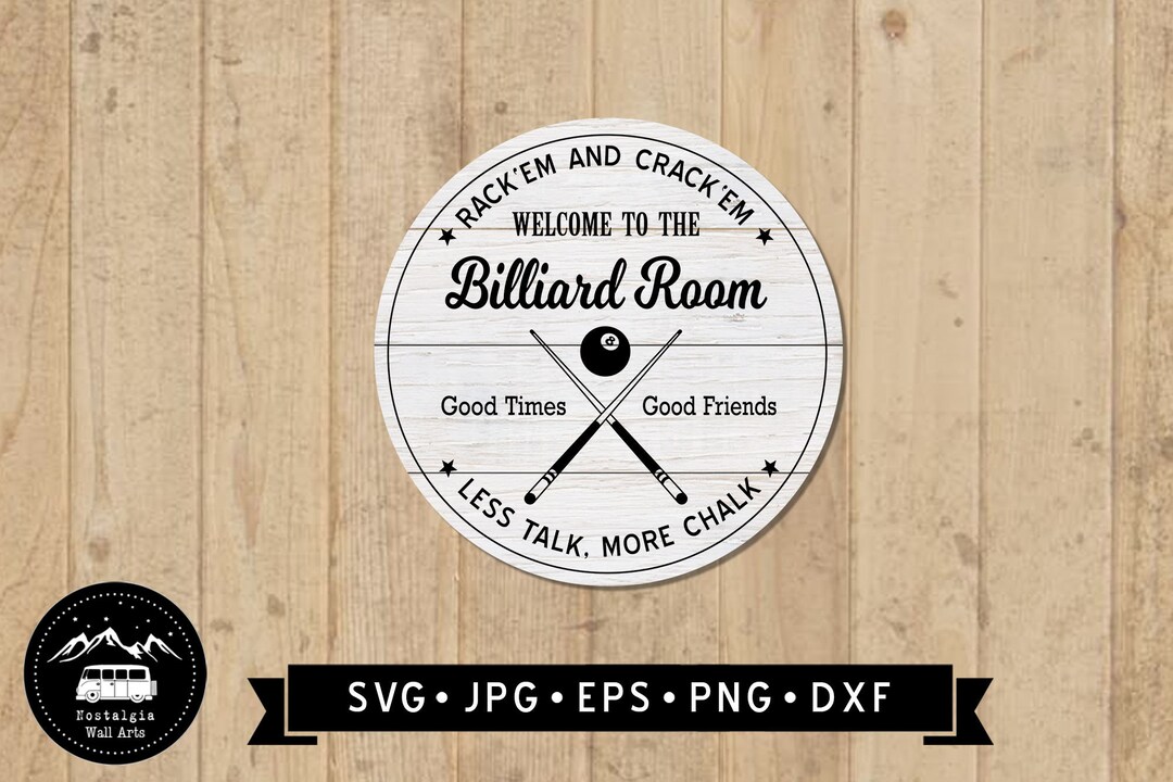 Welcome to the Billiard Room Sign SVG Round Billiard Sign - Etsy