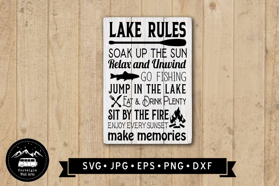 Lake Rules Sign SVG Vintage Lake Wall Sign Lake Sign DIY - Etsy