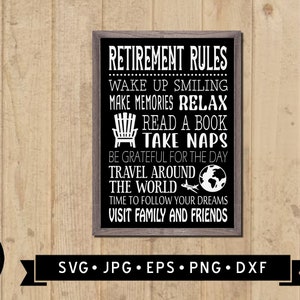 Retirement Rules Sign SVG, Wake up Smiling SVG, Porch Silhouette, Funny ...