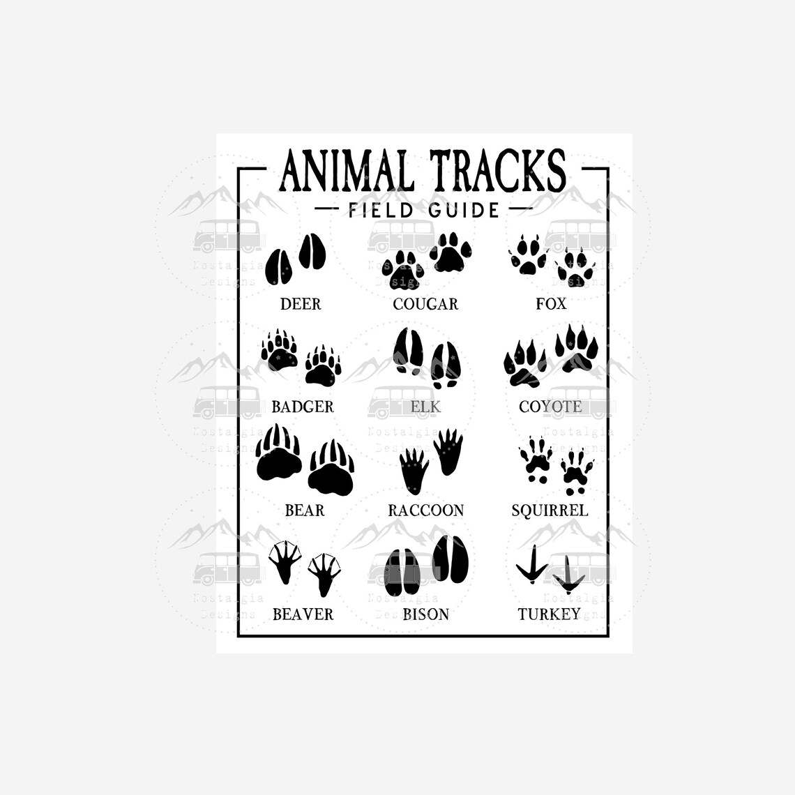 Animal Tracks Field Guide Sign SVG Nursery Decor Kids | Etsy