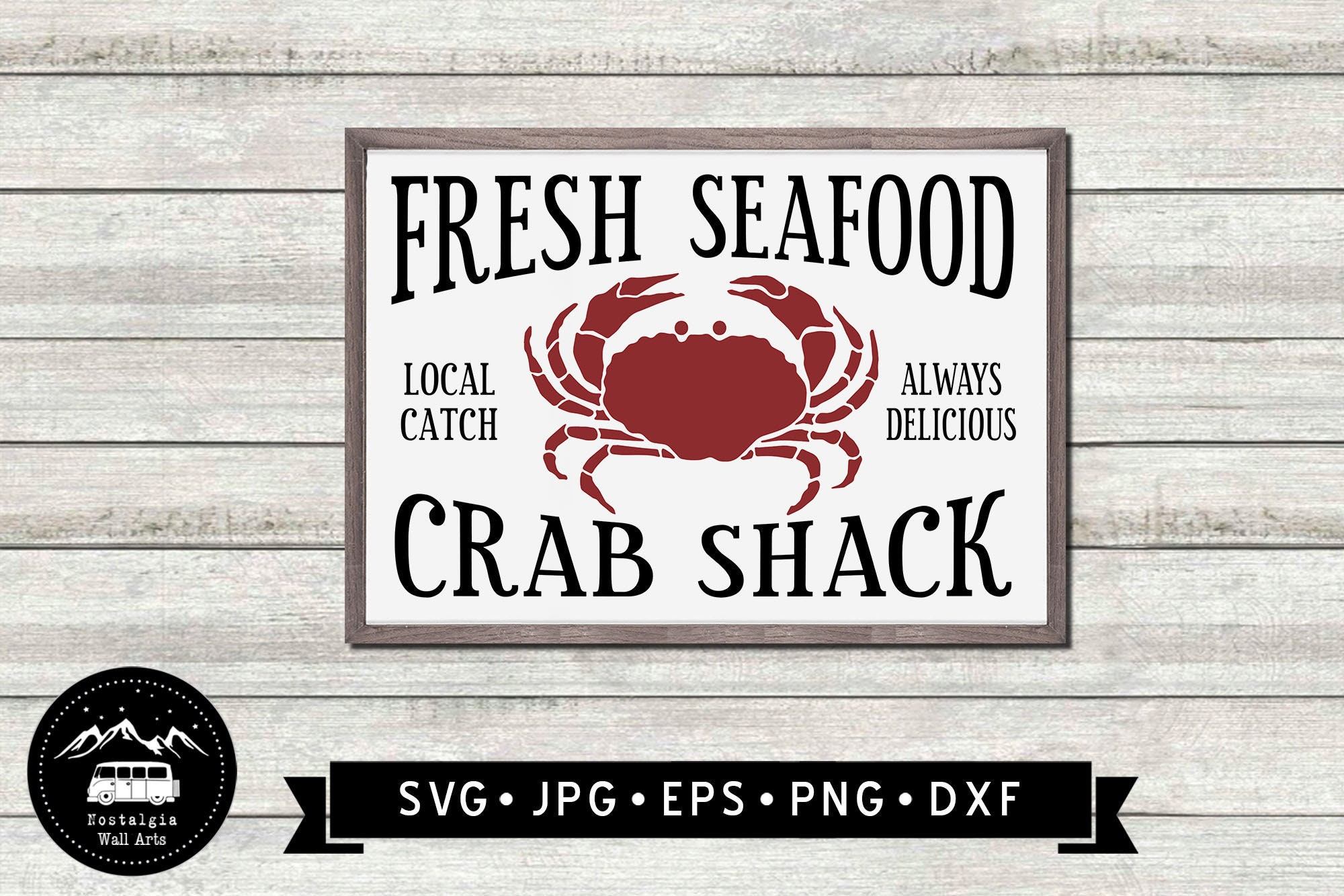 Fresh Seafood Crab Shack Wall Sign SVG, Vintage Restaurant Sign SVG ...