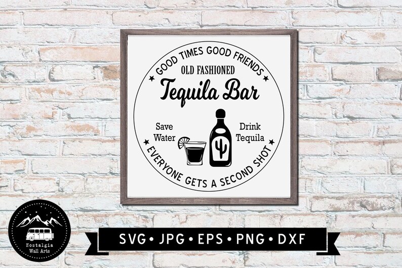 Tequila Bar Sign SVG, Bar Sign SVG, Round Tequila Sign, Bar Sign DIY ...