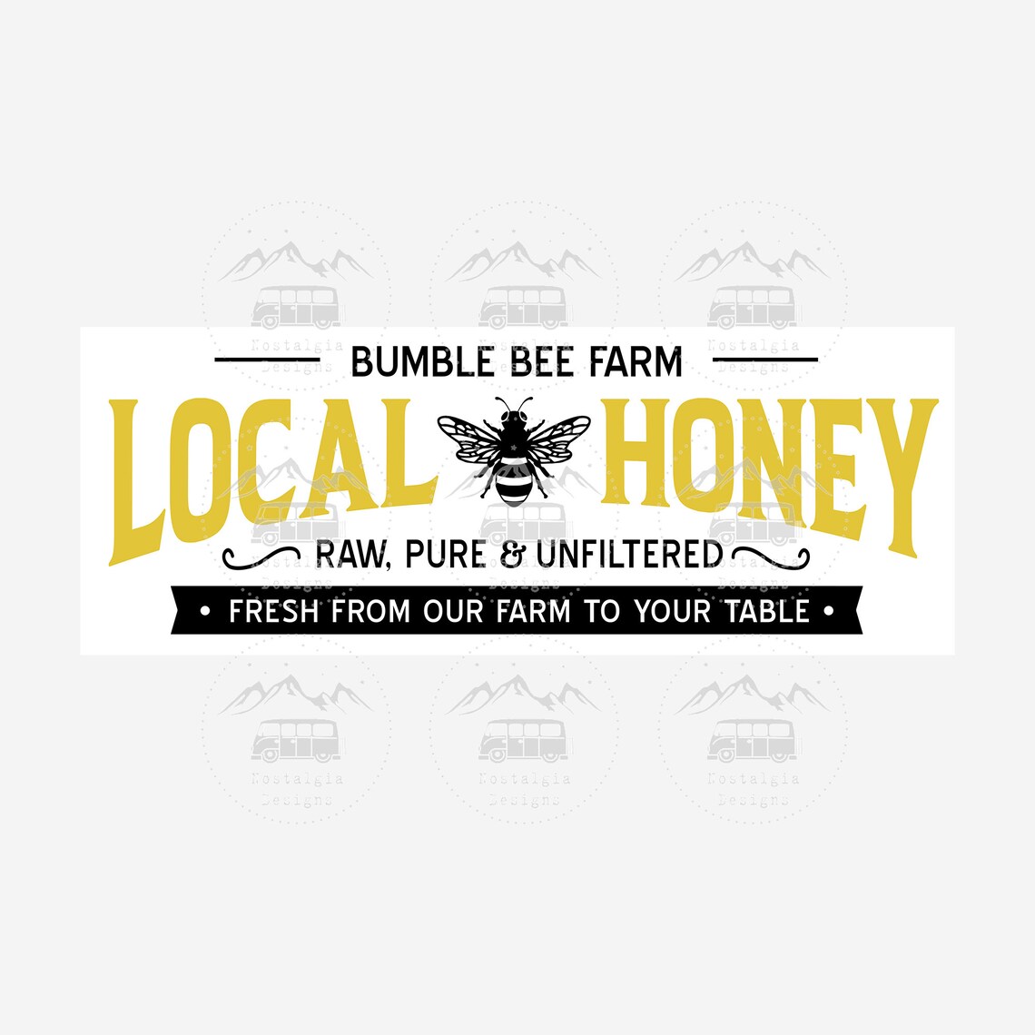 Bumble Bee Farm Local Honey Sign SVG, Vintage Farmhouse Honey SVG ...