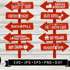 Christmas Direction Post Signs SVG, (ten Designs), Christmas Bundle ...