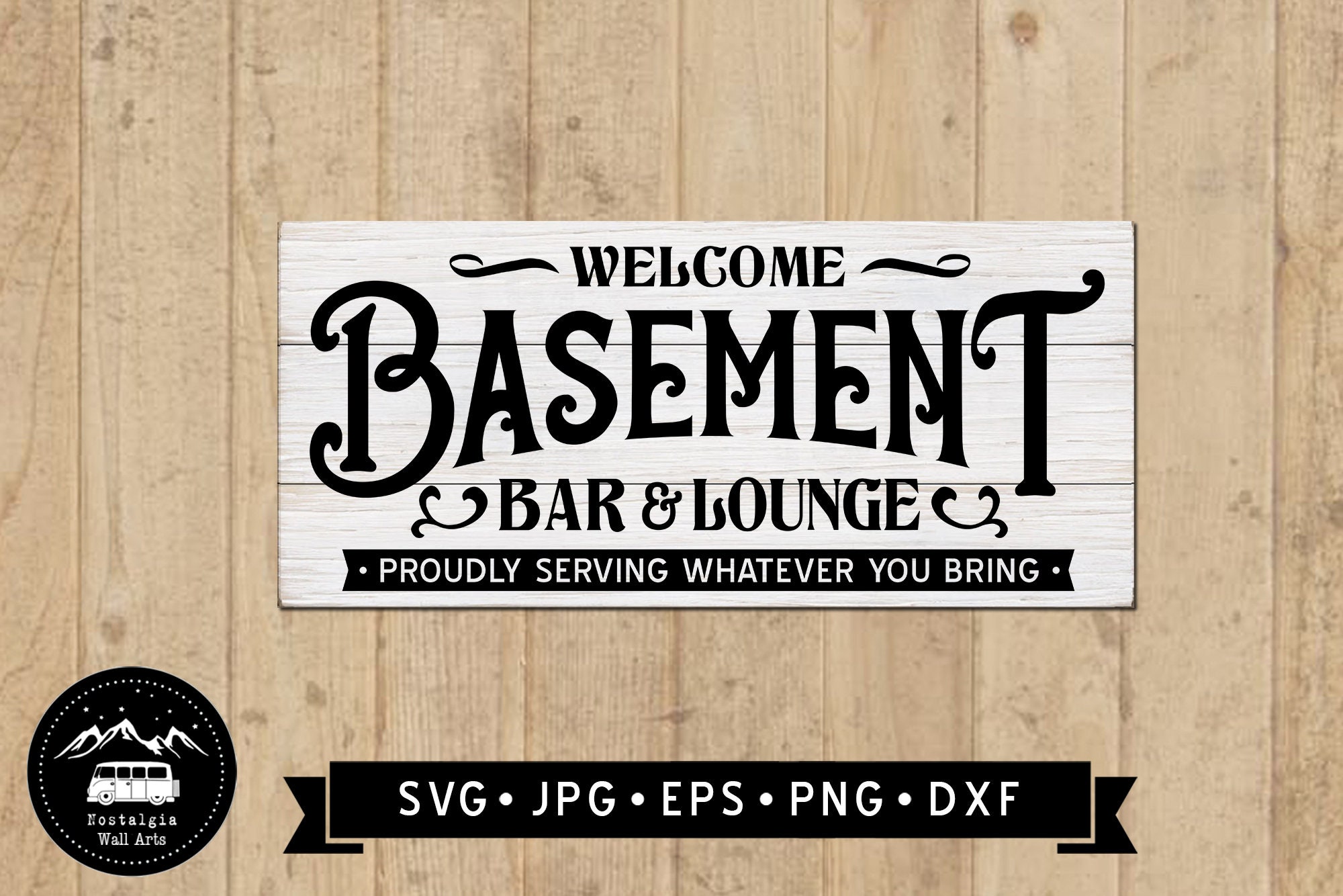 Basement Bar and Lounge Sign Svg, Basement Sign DIY, Vintage Bar Sign ...
