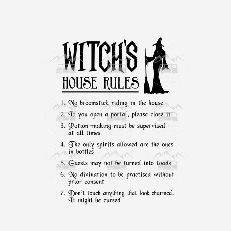 Witch House Rules Sign SVG Funny Halloween Printable - Etsy