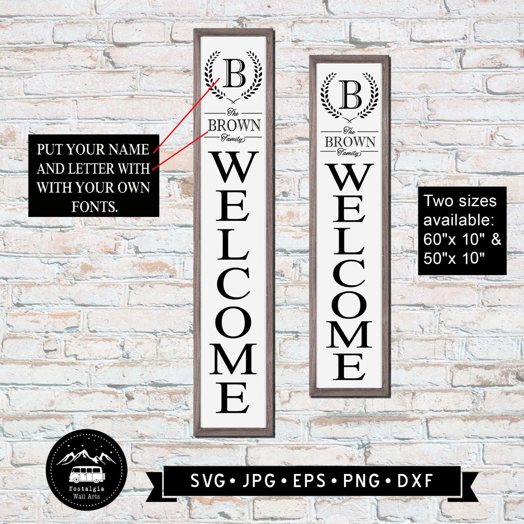 Customizable Last Name Welcome Sign SVG, Monogram Wreath Front Porch ...