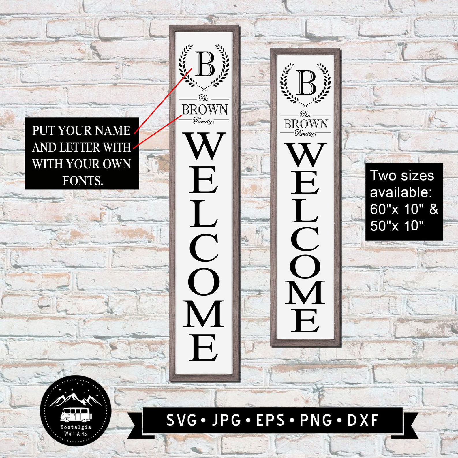 Customizable Last Name Welcome Sign SVG, Monogram Wreath Front Porch ...