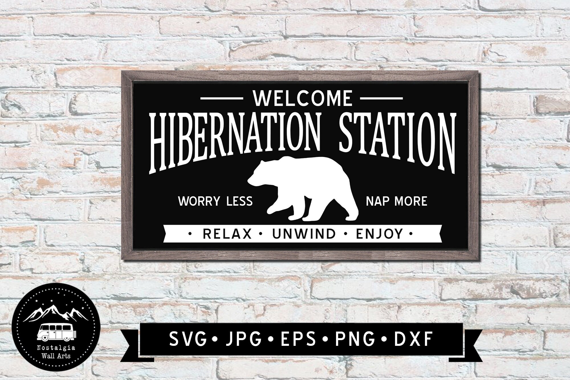 Hibernation Station Sign SVG, Bear Printable, Nursery Bear Wall Art ...
