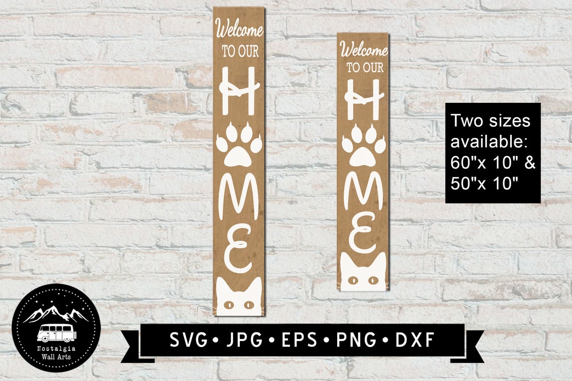 Welcome to Our Home Cat Sign SVG, Cat Paw Wall Sign SVG, Vintage ...