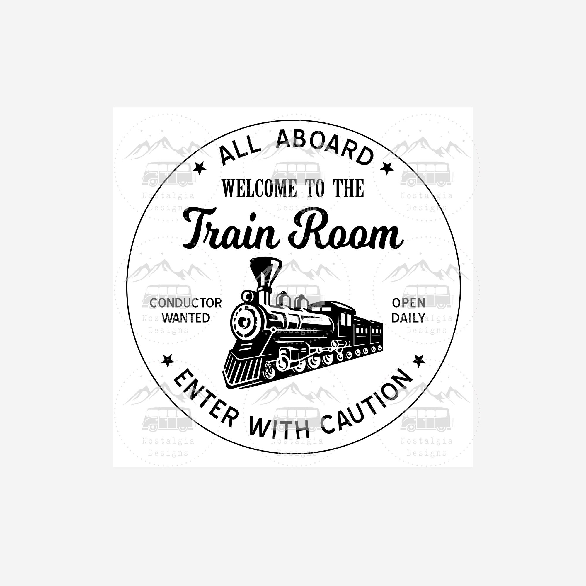 Train Room Sign SVG, Round Train Sign Printable, Game Room Sign DIY ...
