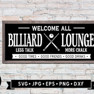 Welcome to the Billiard Lounge Sign SVG, Billiard Sign DIY, Pool Hall ...