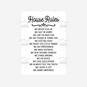 House Rules Sign SVG, We Never Give up Sign, House Warming Gift, House ...